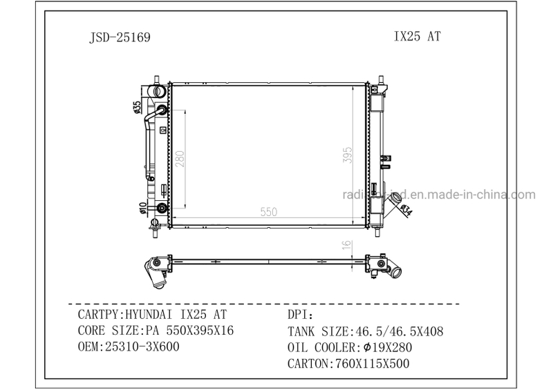 Auto Cooling System Transmission Oil Cooler Water Radiator for Hyundai ...